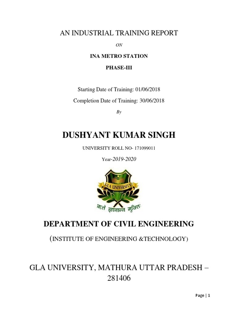 A Training Report by Dushyant Kumar Singh | PDF | Deep Foundation | Concrete