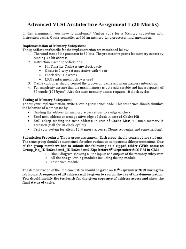 VLSI Architecture Assignment1 | PDF