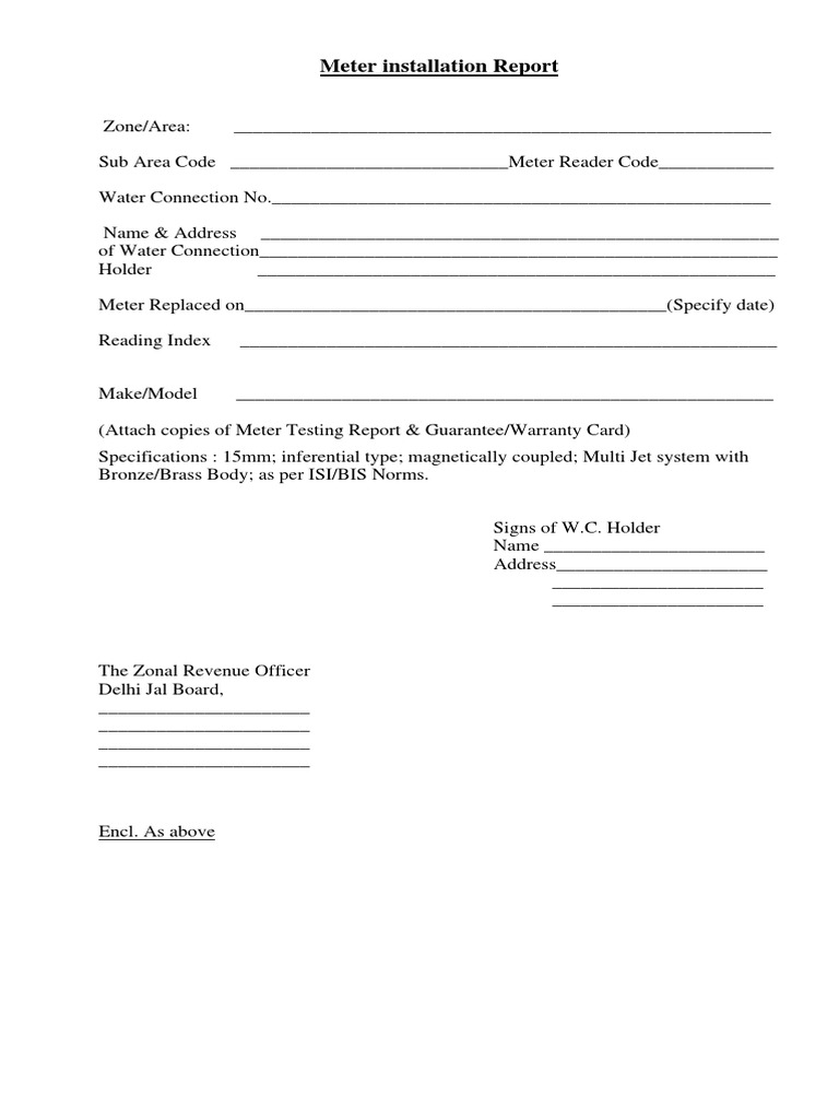 Meter Installation Report PDF | PDF