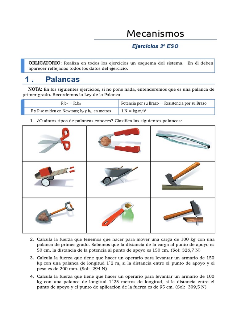 Ejercicios de Palancas | PDF | Palanca | Peso