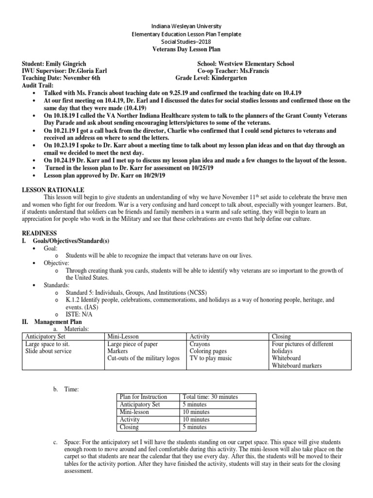 Lesson Plan Veterans Day | PDF | Lesson Plan | Learning