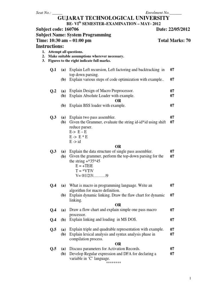 Instructions:: Gujarat Technological University | PDF | Parsing | Macro ...