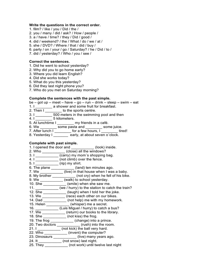 Write The Questions in The Correct Order | PDF | Lunch