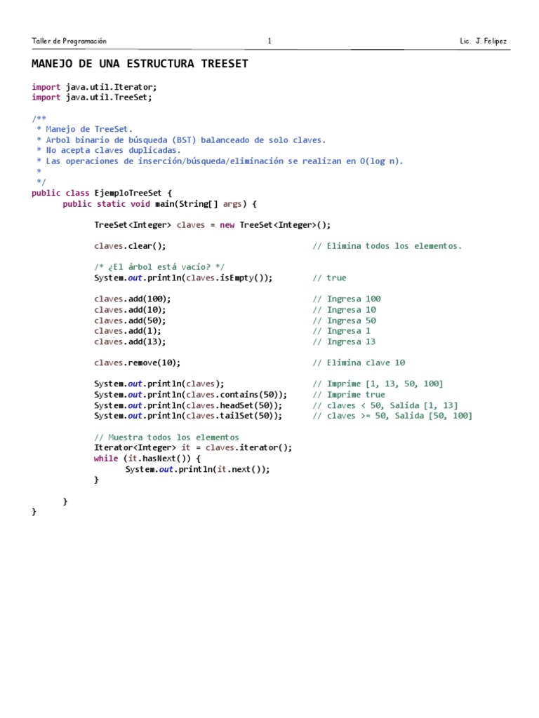Colecciones de TreeSet, TreeMap y LinkedHahMap en Java | PDF ...