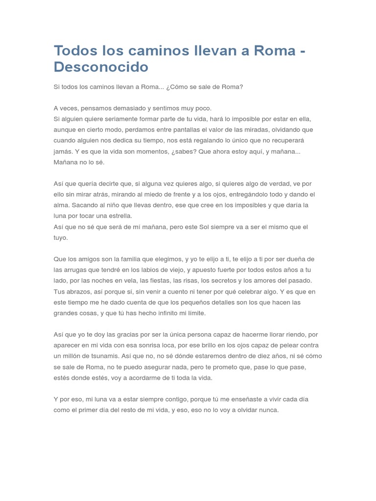 Todos Los Caminos Llevan A Roma | PDF | Vida