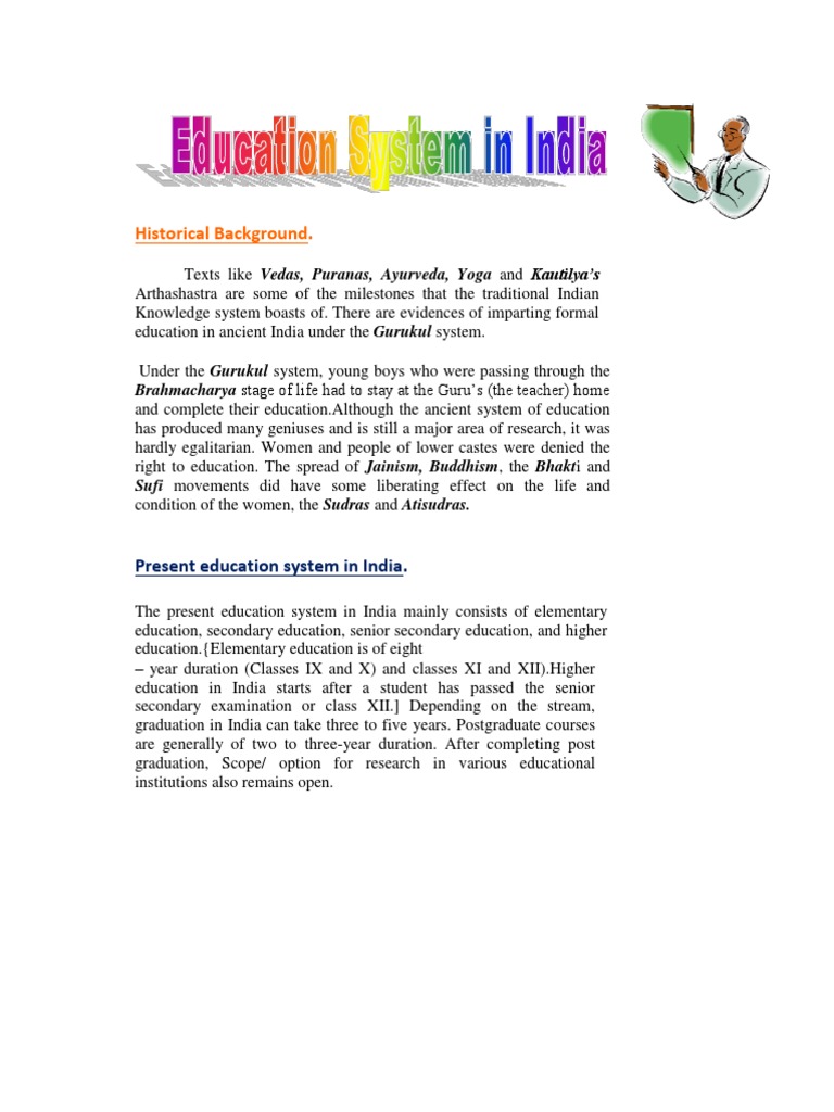 Historical Background.: Present Education System in India | PDF