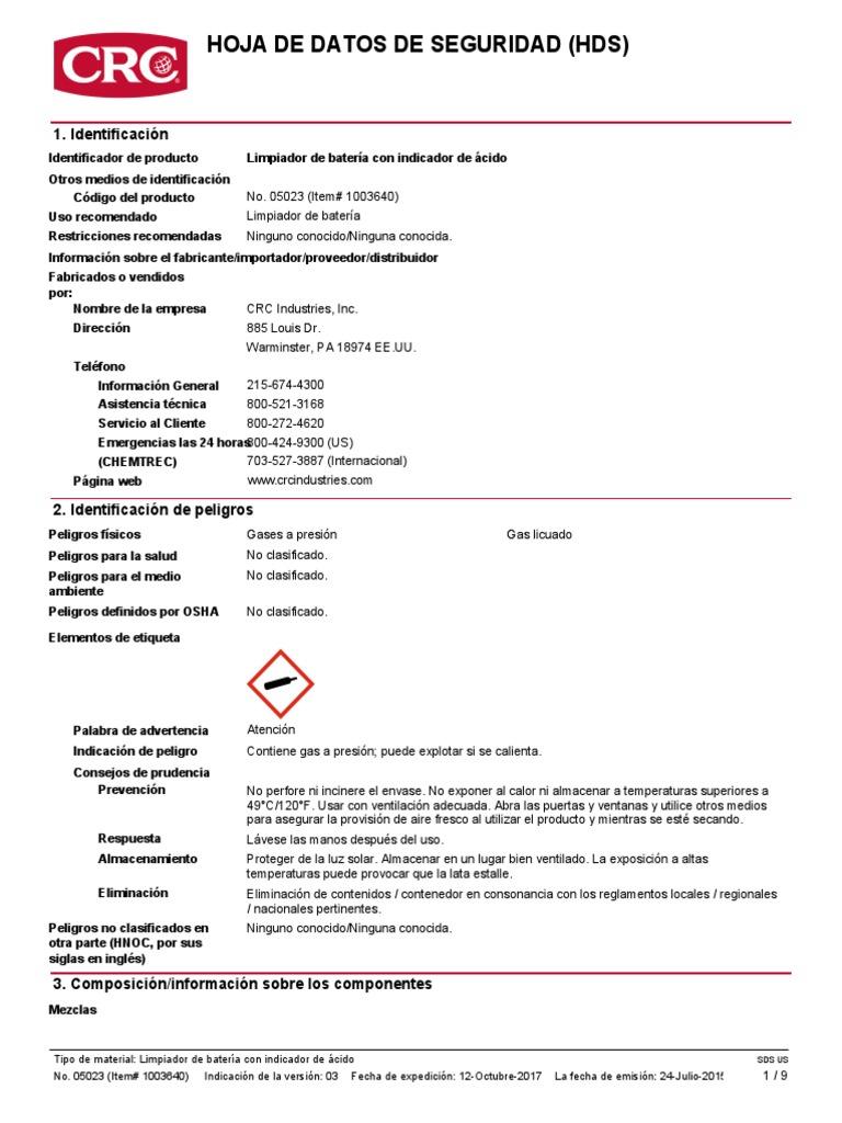 Ejemplo Msds 2015 | PDF | Toxicología | Carcinógeno