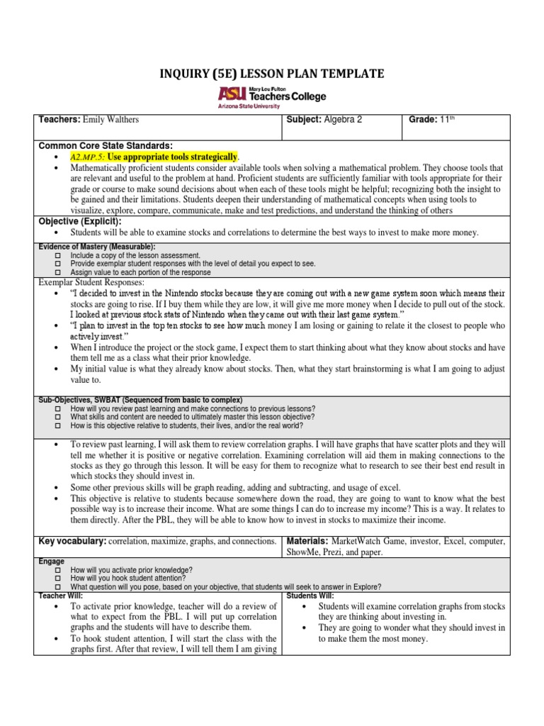 Inquiry (5E) Lesson Plan Template: A2.MP.5: Use Appropriate Tools ...