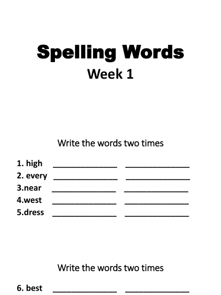Spelling Words Week 1 Grade 3 | PDF