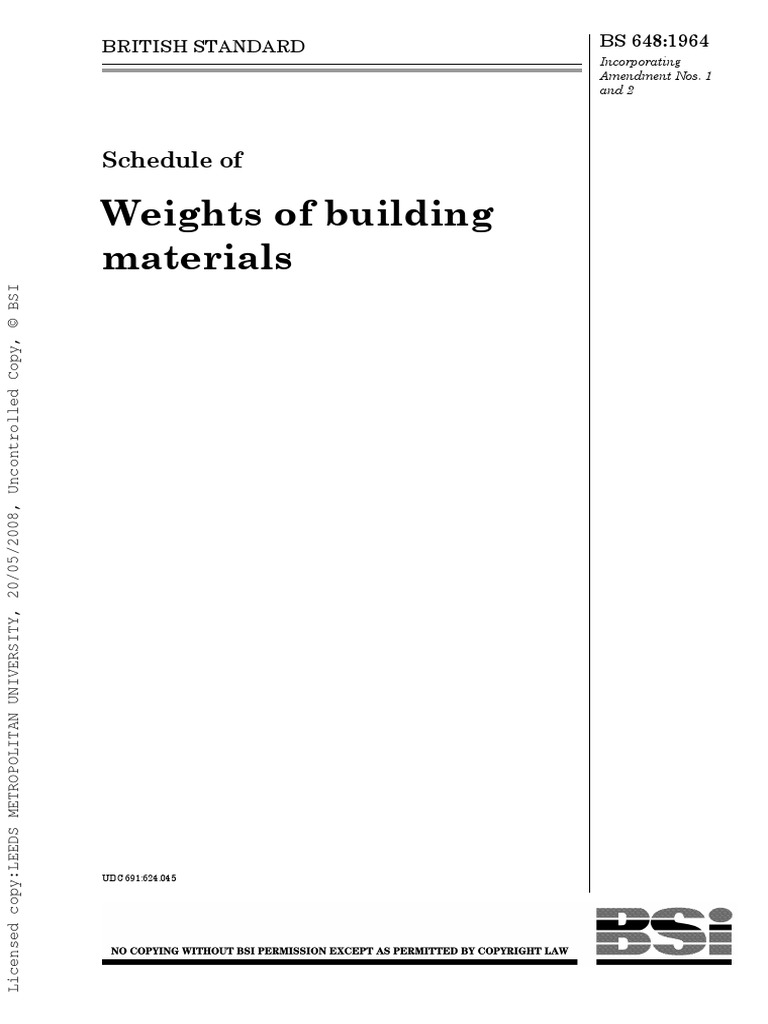 Schedule of Weights of Building Materials | PDF | Accuracy And ...
