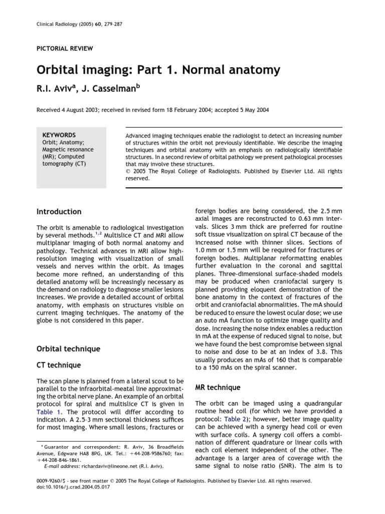 ÓRBITA 1 Aviv Clin Radiol 2005 | PDF | Human Head And Neck | Nervous System