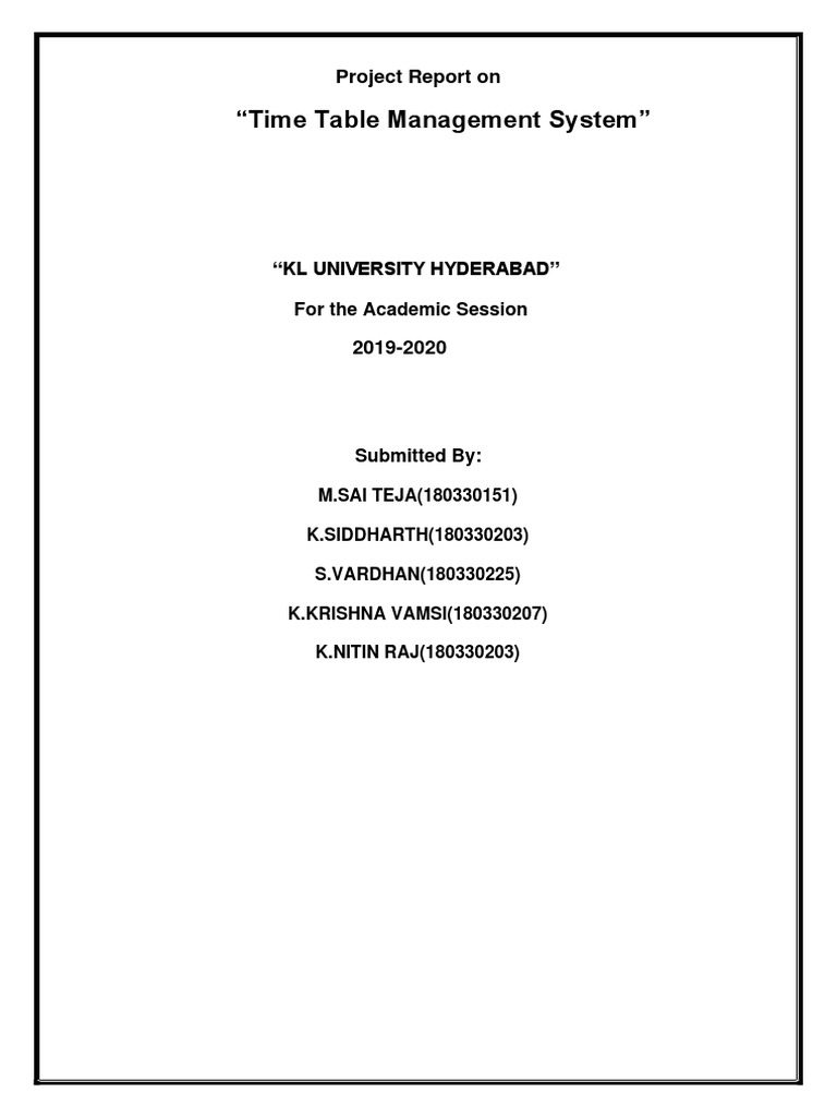 "Time Table Management System": Project Report On | PDF | Software ...