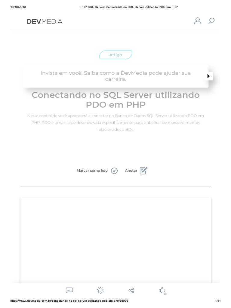 Conectar PHP SQL Server PDO | PDF | Php | Microsoft SQL Server