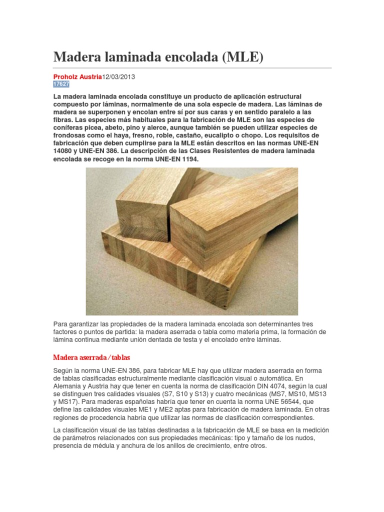 Madera Laminada Encolada: Propiedades y Normas | PDF | Madera ...