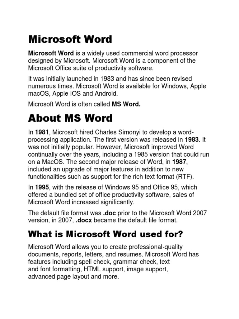Microsoft Word | PDF | Microsoft Excel | Microsoft Word