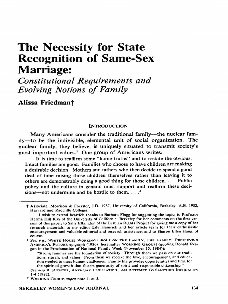 The Necessity For State Recognition of Same-Sex Marriage - Constit ...
