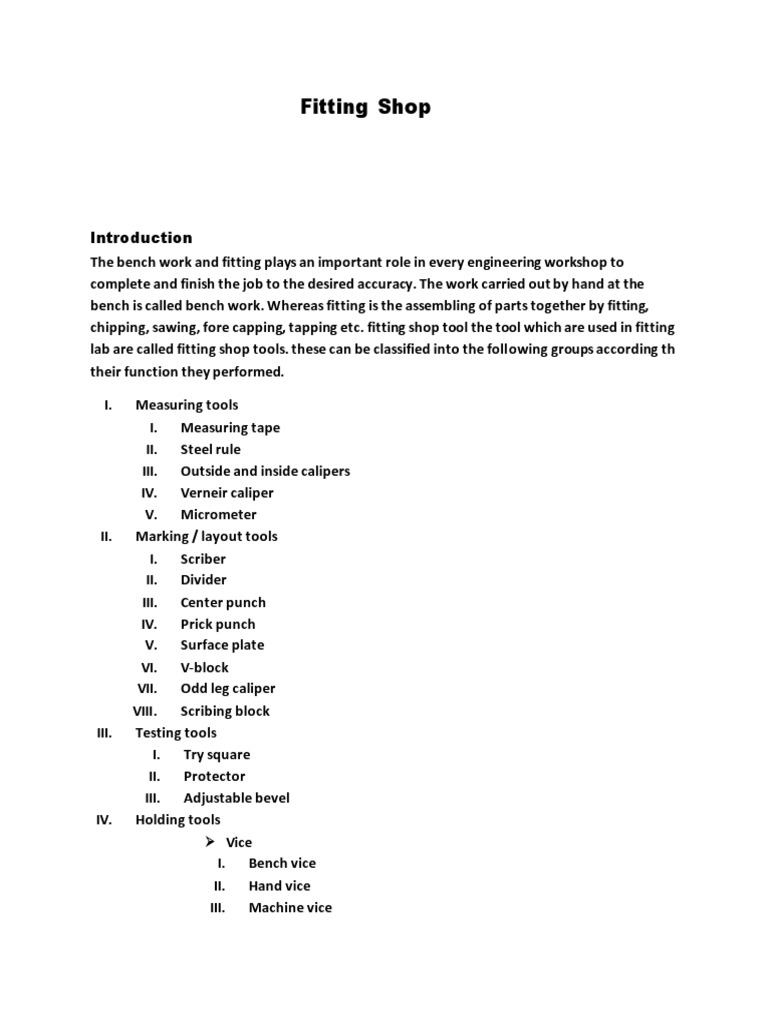 Introduction To Fitting Shop Pdf Drill Screw
