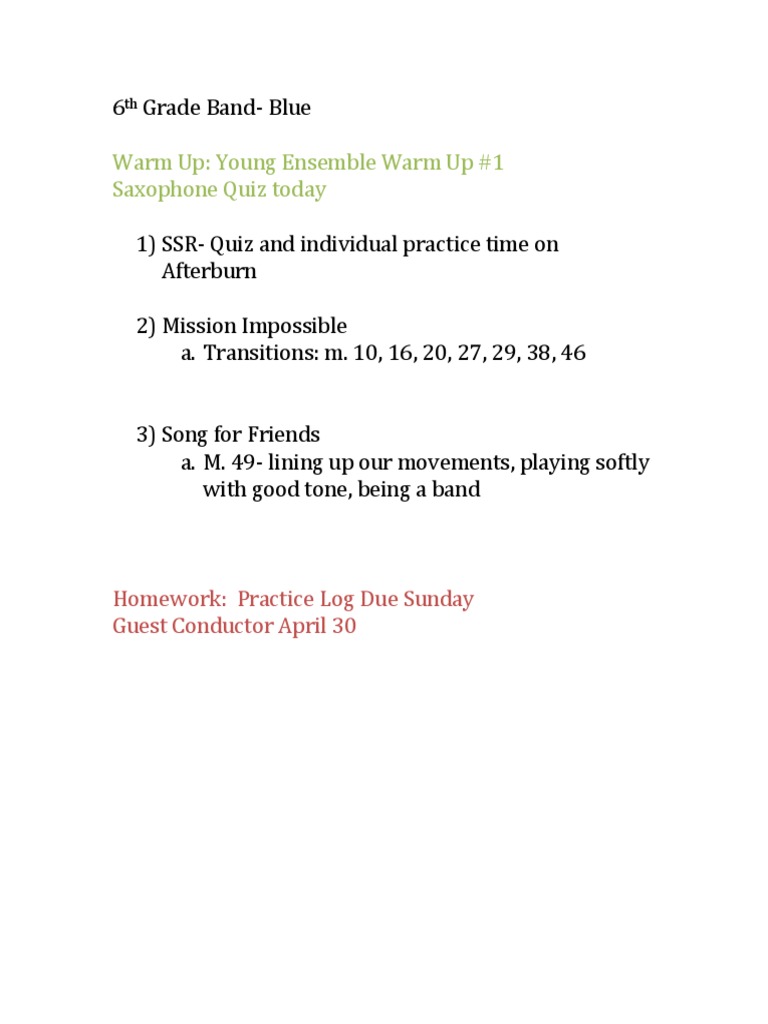 Lesson Plans | PDF | Saxophone | Song Structure