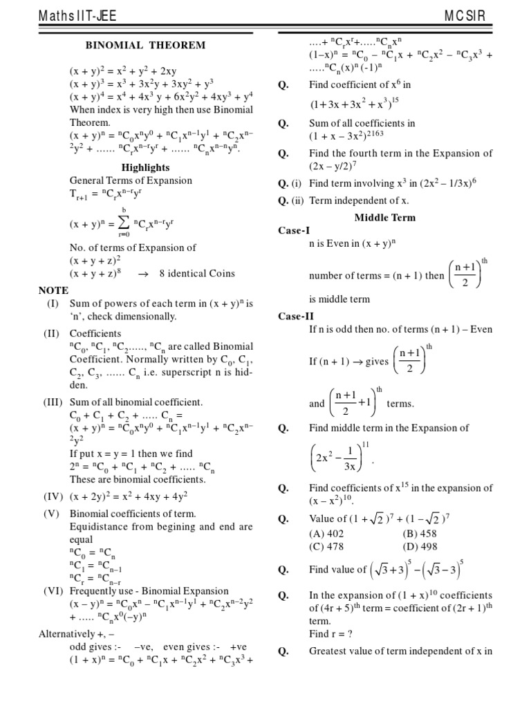 Binomial | PDF | Discrete Mathematics | Abstract Algebra