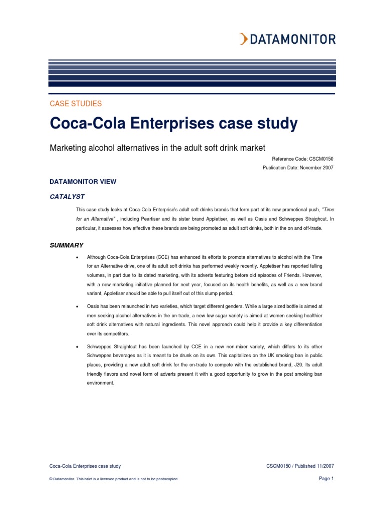 Coca Cola Enterprises Case Study | PDF | Soft Drink | Drink