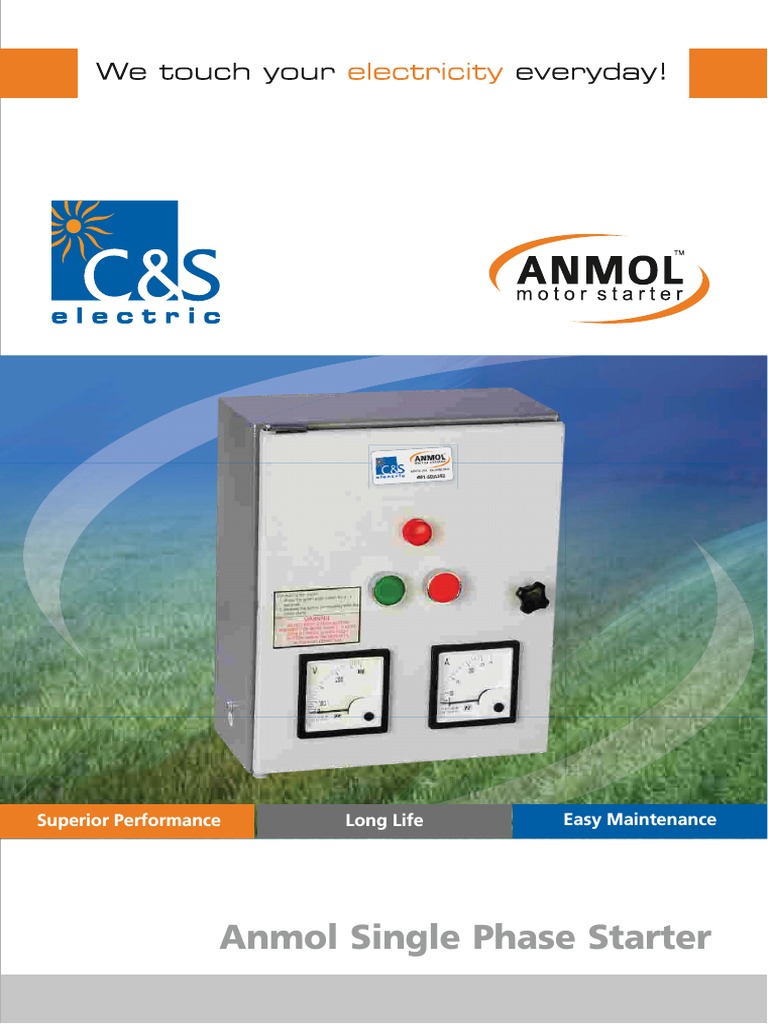 Anmol Single Phase Motor Starter Guide | PDF | Relay | Voltage