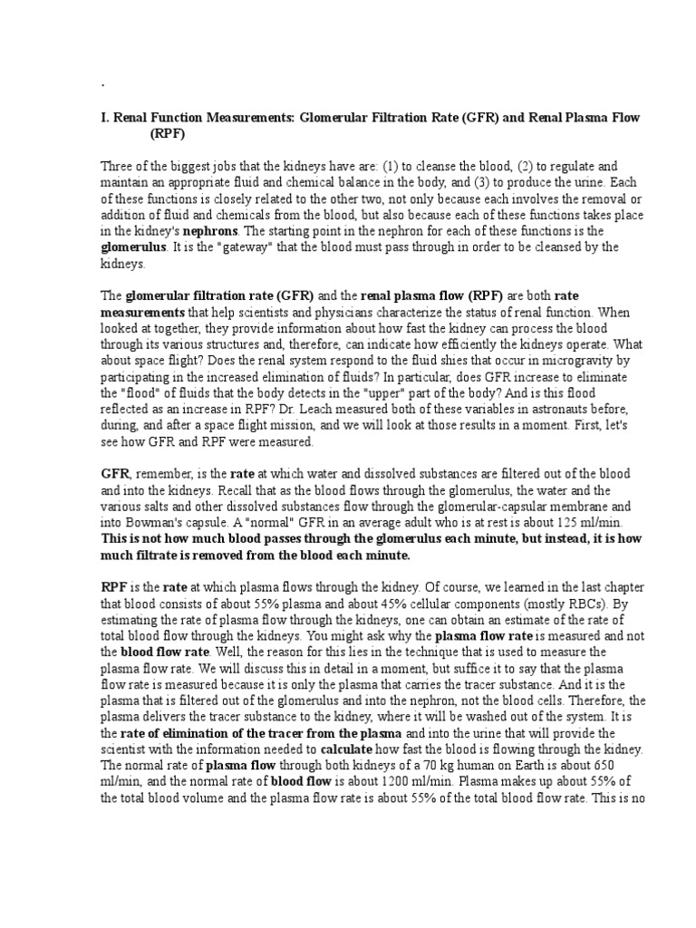 RFG | PDF | Renal Function | Kidney