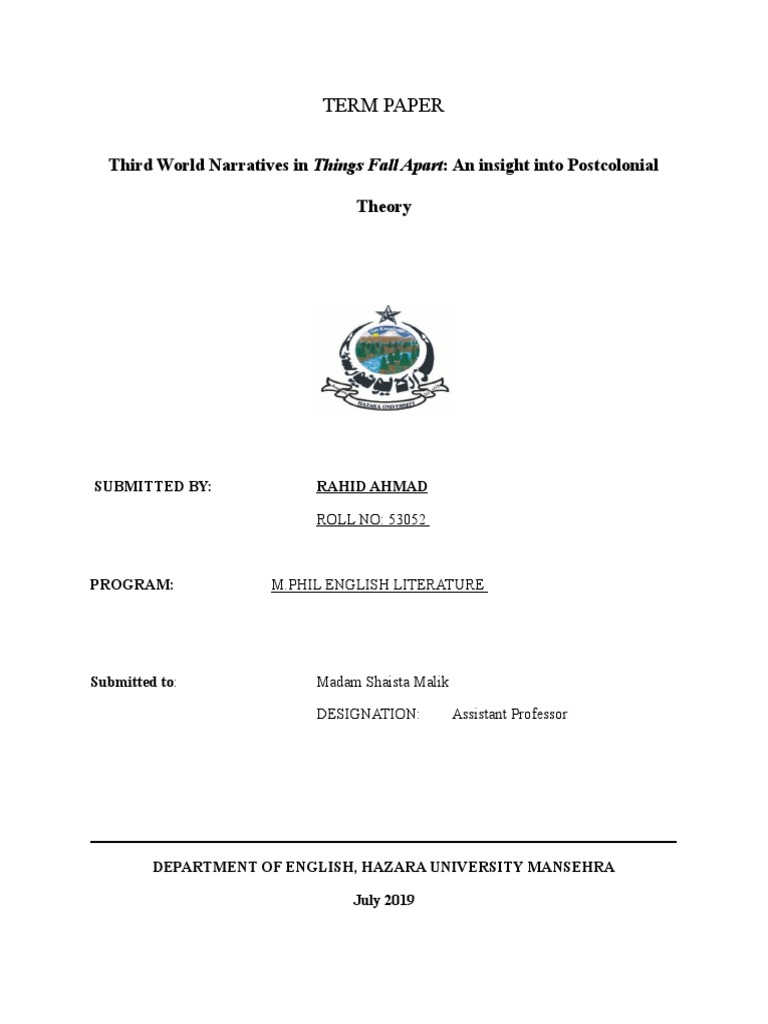 Third World Narratives in Things Fall Apart An Insight Into ...