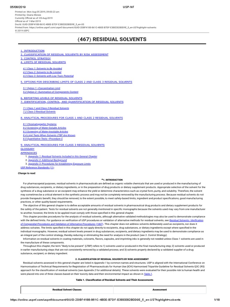 USP | PDF | Gas Chromatography | Solution