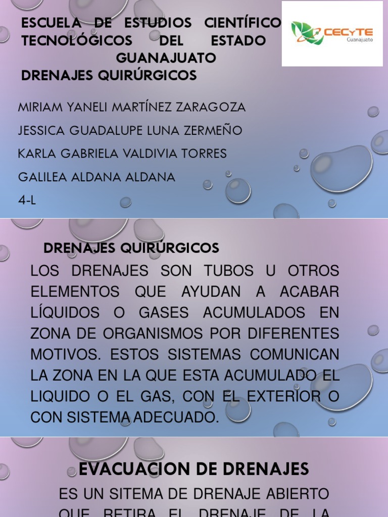 Drenajes QX | PDF | Herida | Especialidades Medicas