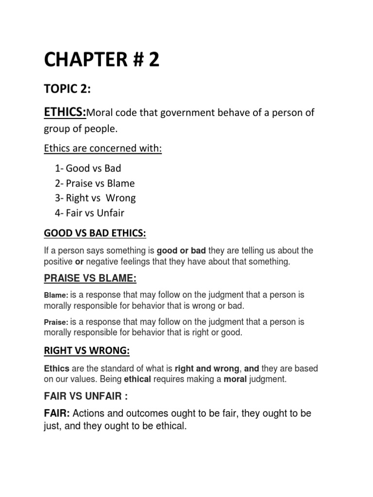 Chapter # 2: Topic 2: Ethics | PDF | Business Ethics | Morality