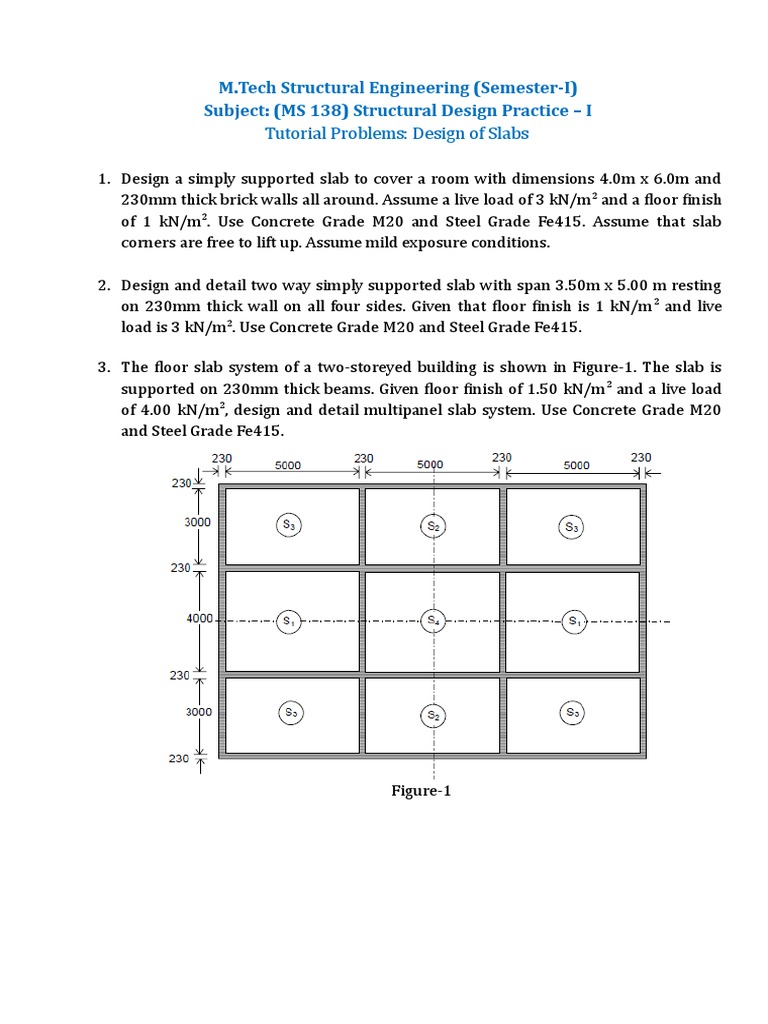 M.Tech Structural Engineering (Semester-I) Subject: (MS 138) Structural Design Practice - I | PDF
