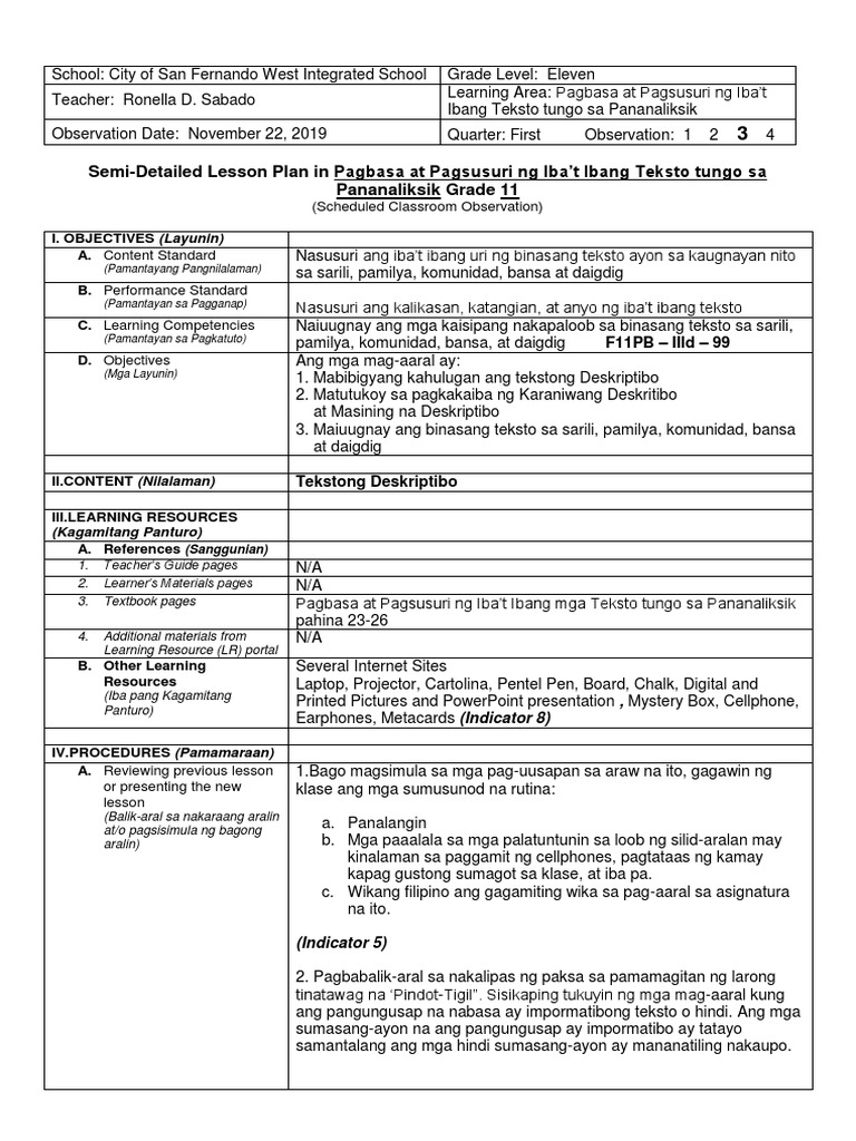 1 Pagbasa Updated DLP | PDF