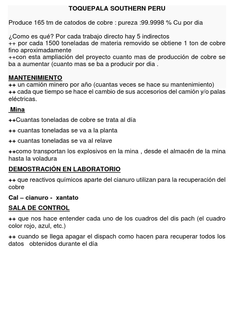 Toquepala Southern Peru | PDF