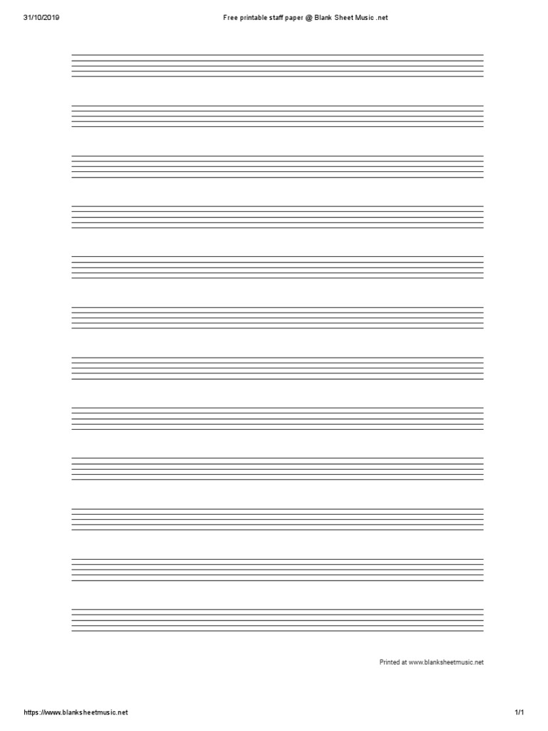 Free Printable Staff Paper at Blank Sheet Music PDF | PDF | Printing ...