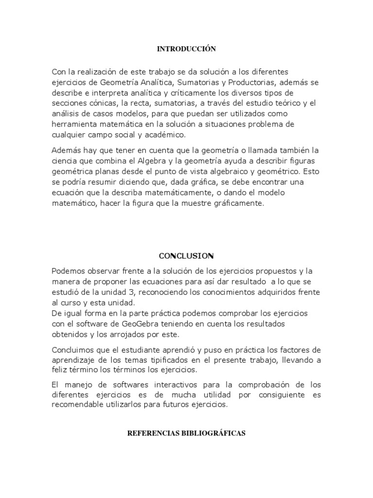 Introduccion, Conclusion Algebra | PDF | Geometría | Enseñanza de ...