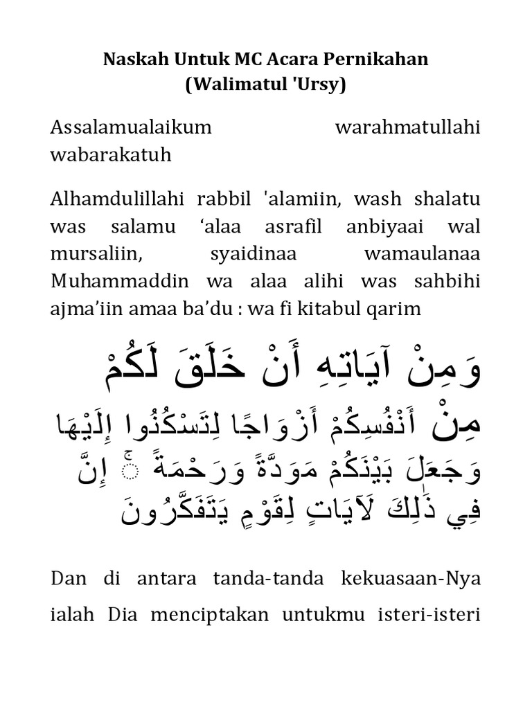 Naskah Untuk MC Pernikahan | PDF