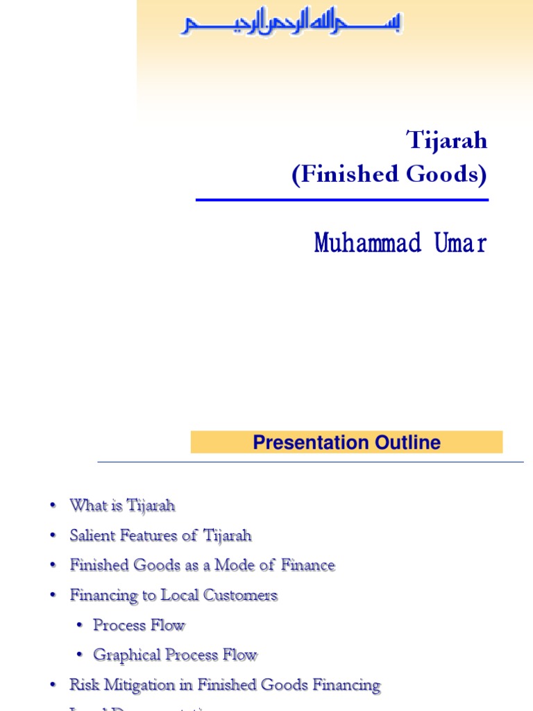 Tijarah: Finished Goods Financing Guide | PDF | Sales | Credit