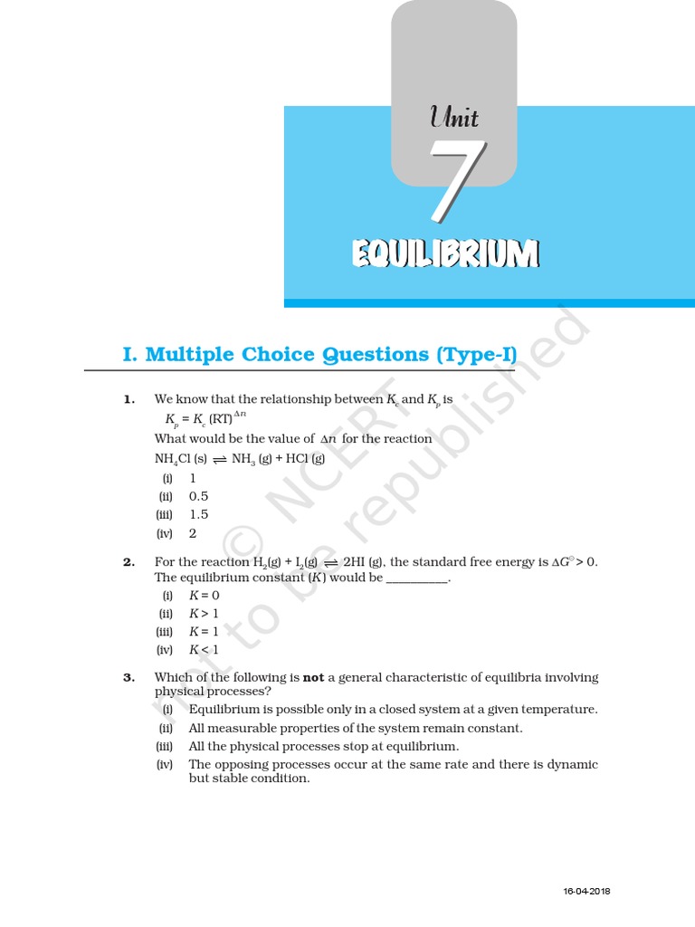 Equilibrium and Ionization: An Analysis of Multiple Choice and Short ...