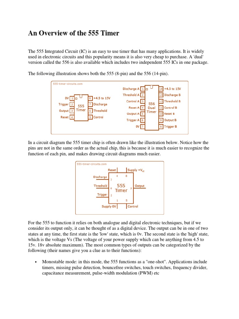 555 Timer Guide: An Overview of the Popular Timer IC | PDF | Electronic ...
