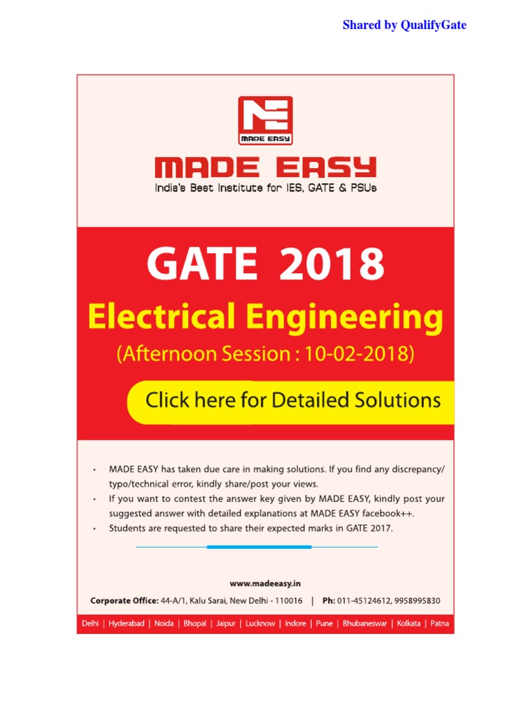 EE GATE-2018 QualifyGate PDF | PDF