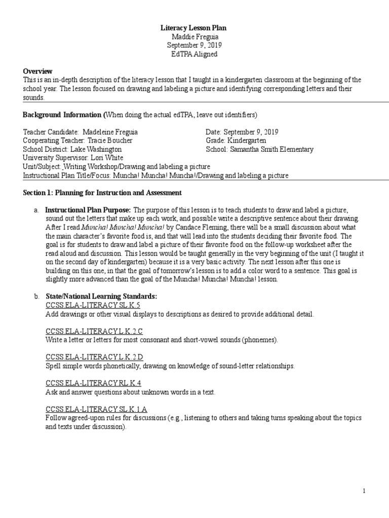 Literacy Lesson Plan | PDF | Educational Assessment | Pedagogy