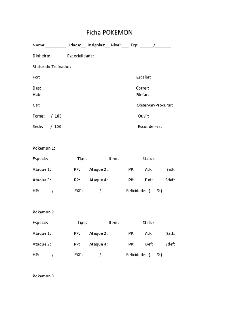 Ficha Pokemon | PDF