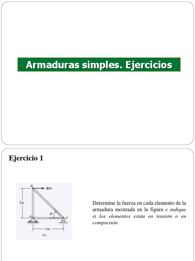 Armaduras Simples, Ejercicios | PDF