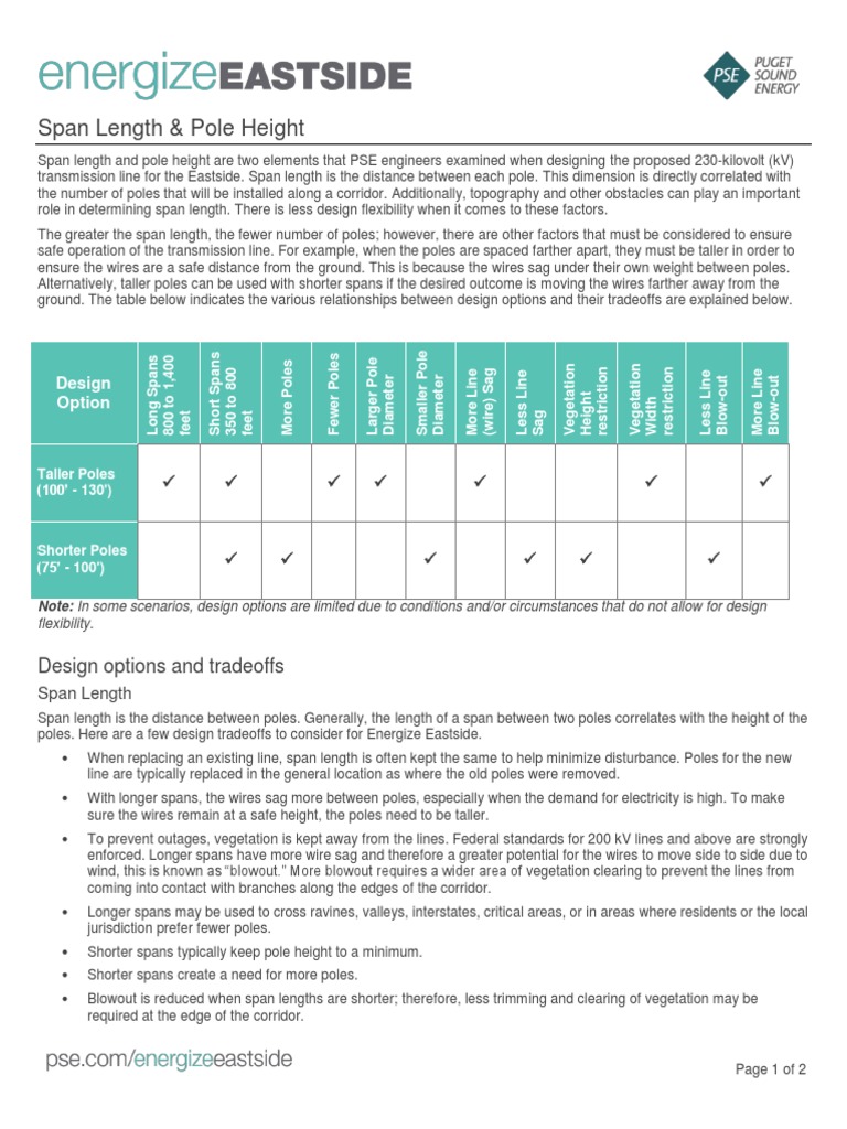 Span Length & Pole Height: Design Option | PDF | Wire | Concrete