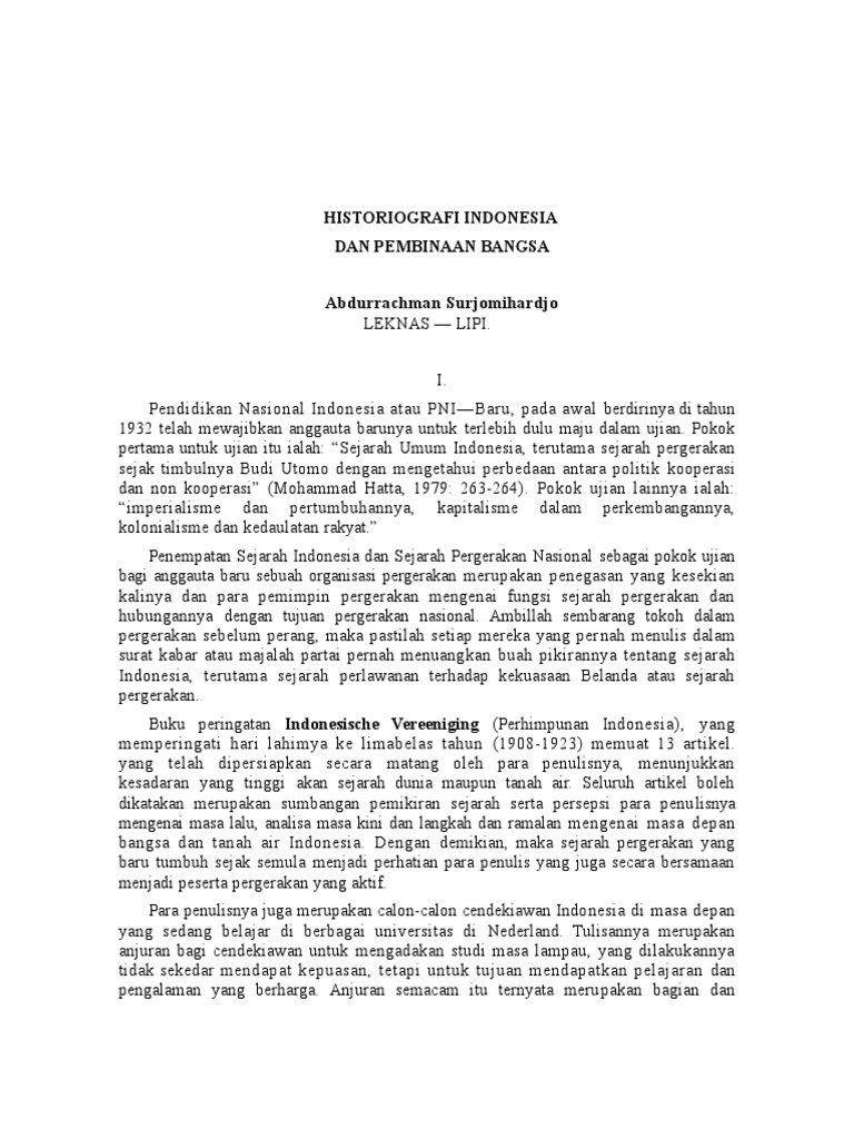 Historiografi Pergerakan Nasional Indonesia | PDF | Sejarah