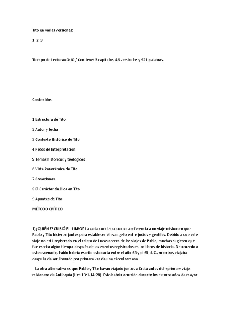 Estructura y Contexto de Tito | PDF | Pablo el apóstol | Bernabé