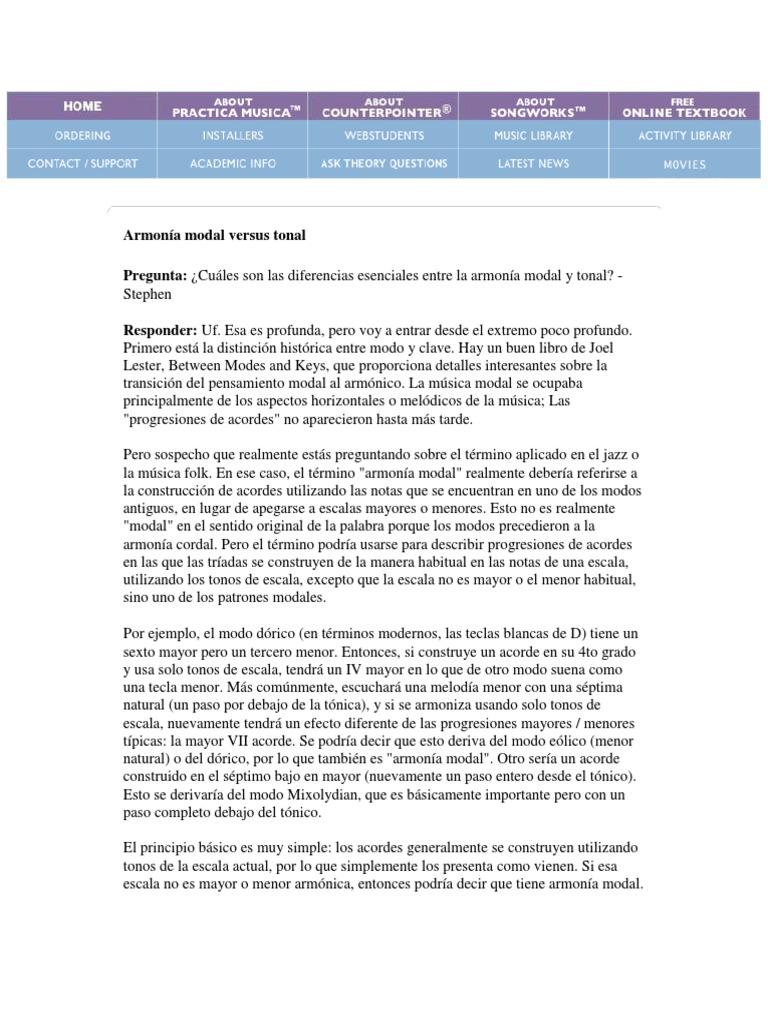 Armonia Modal Vs Tonal | PDF | Armonía | Acorde (Música)