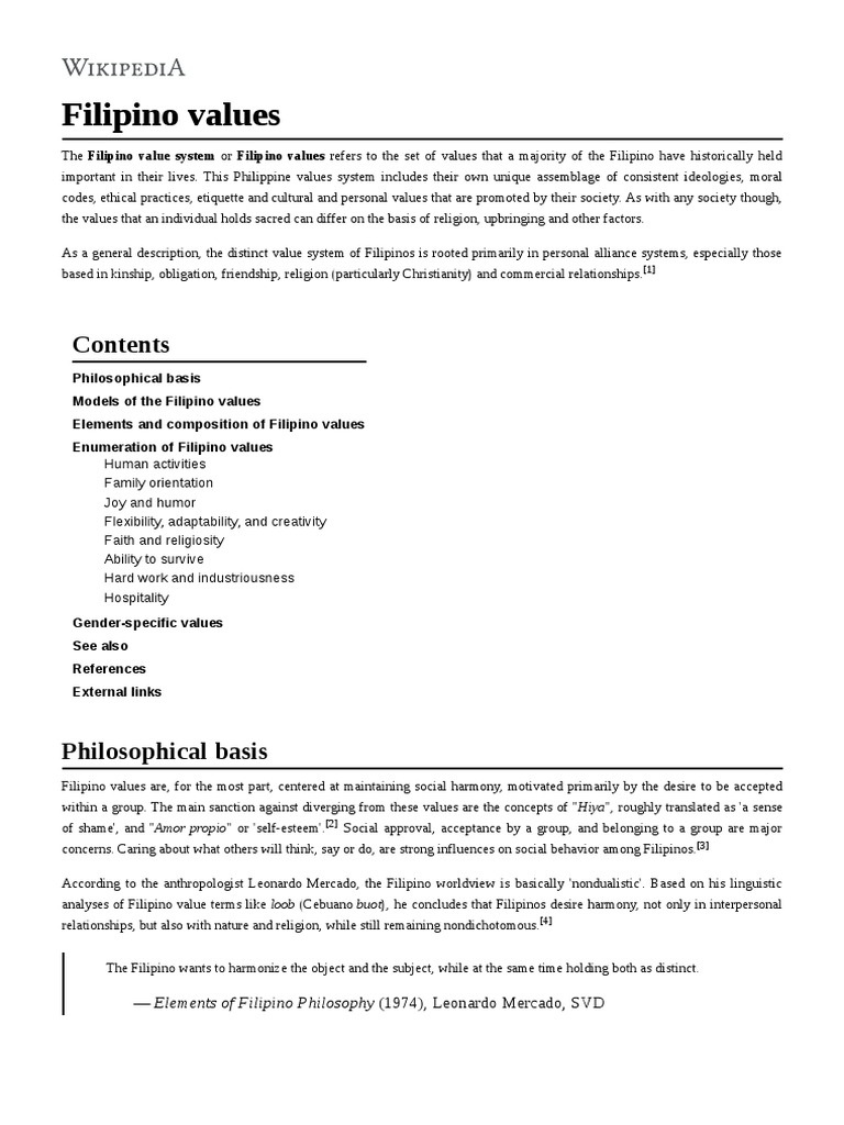 Filipino Values 1 | PDF | Psychological Concepts | Religion And Belief