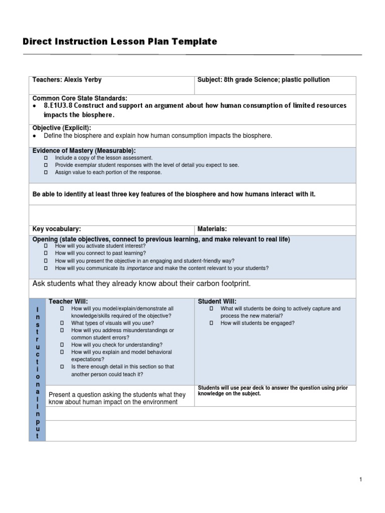 Direct Instruction Lesson Plan-2 | PDF | Teachers | Knowledge