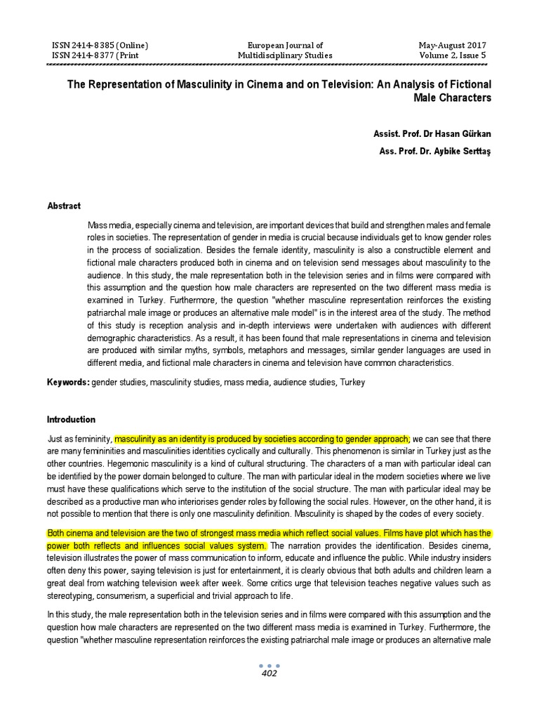 The Representation of Masculinity in Cinema and On Television | PDF ...